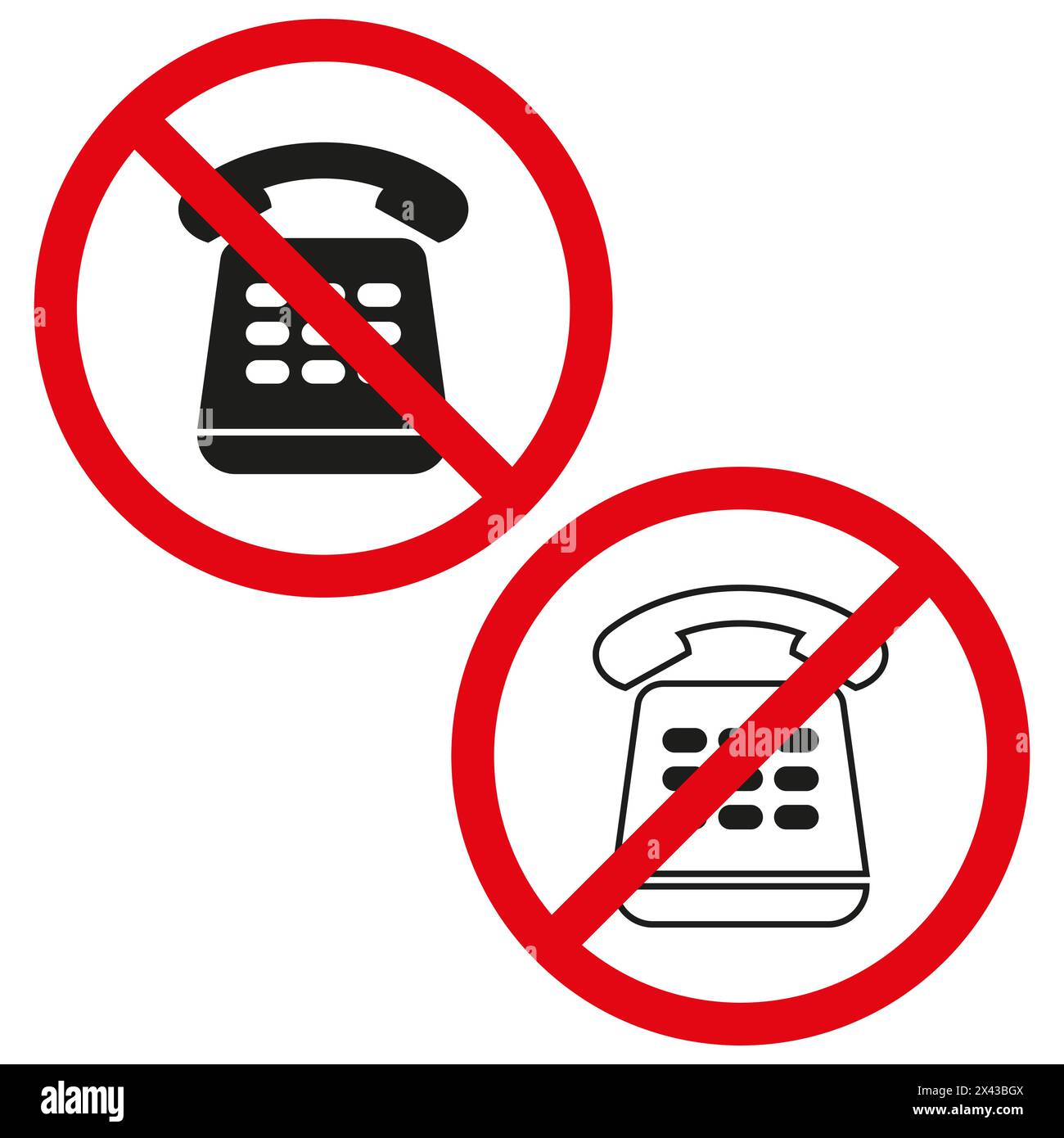 No phone sign. Vector prohibition symbol. Red and black telephone ban ...