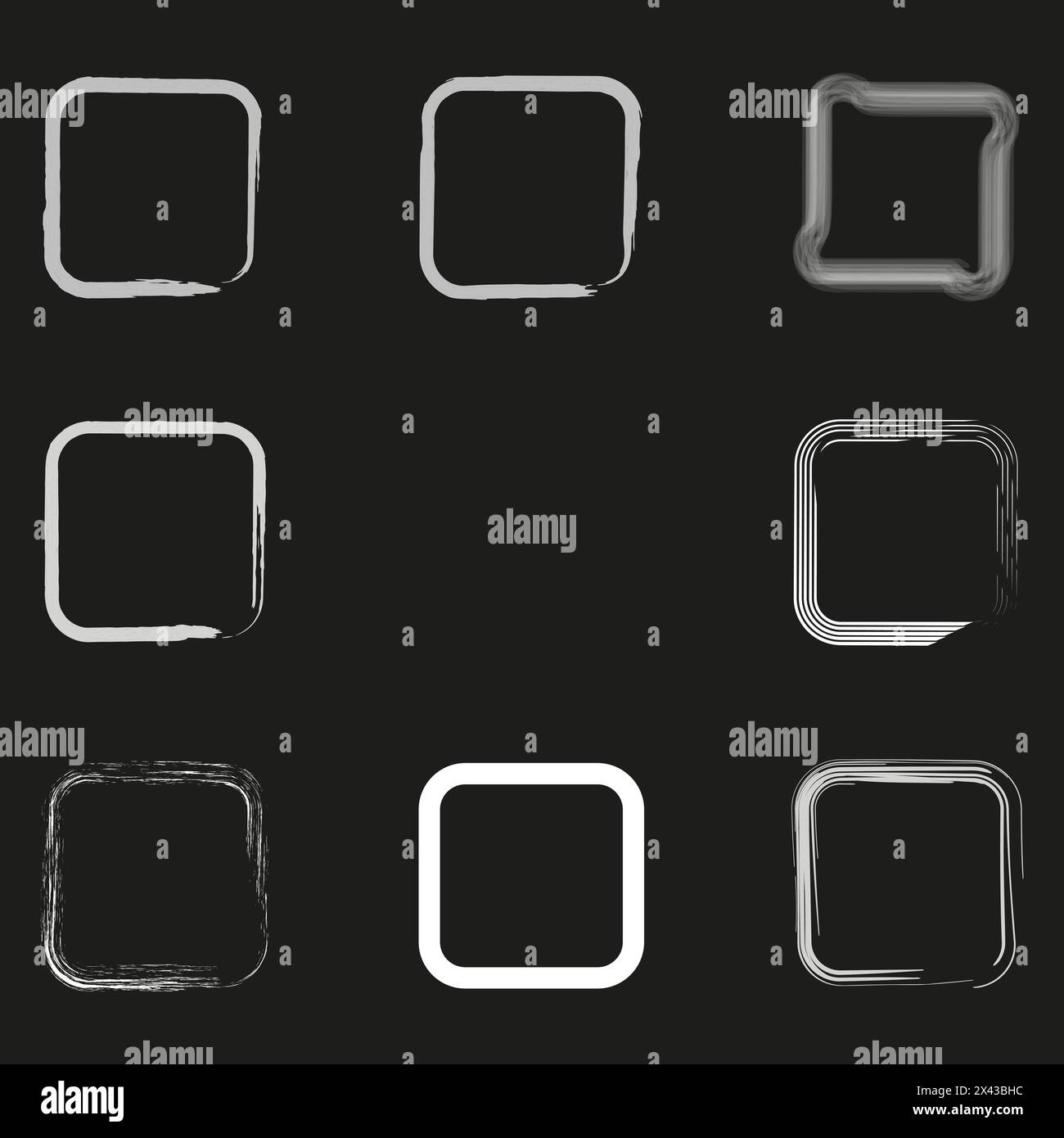 Assorted square frames collection. Variety of borders set. Geometric ...