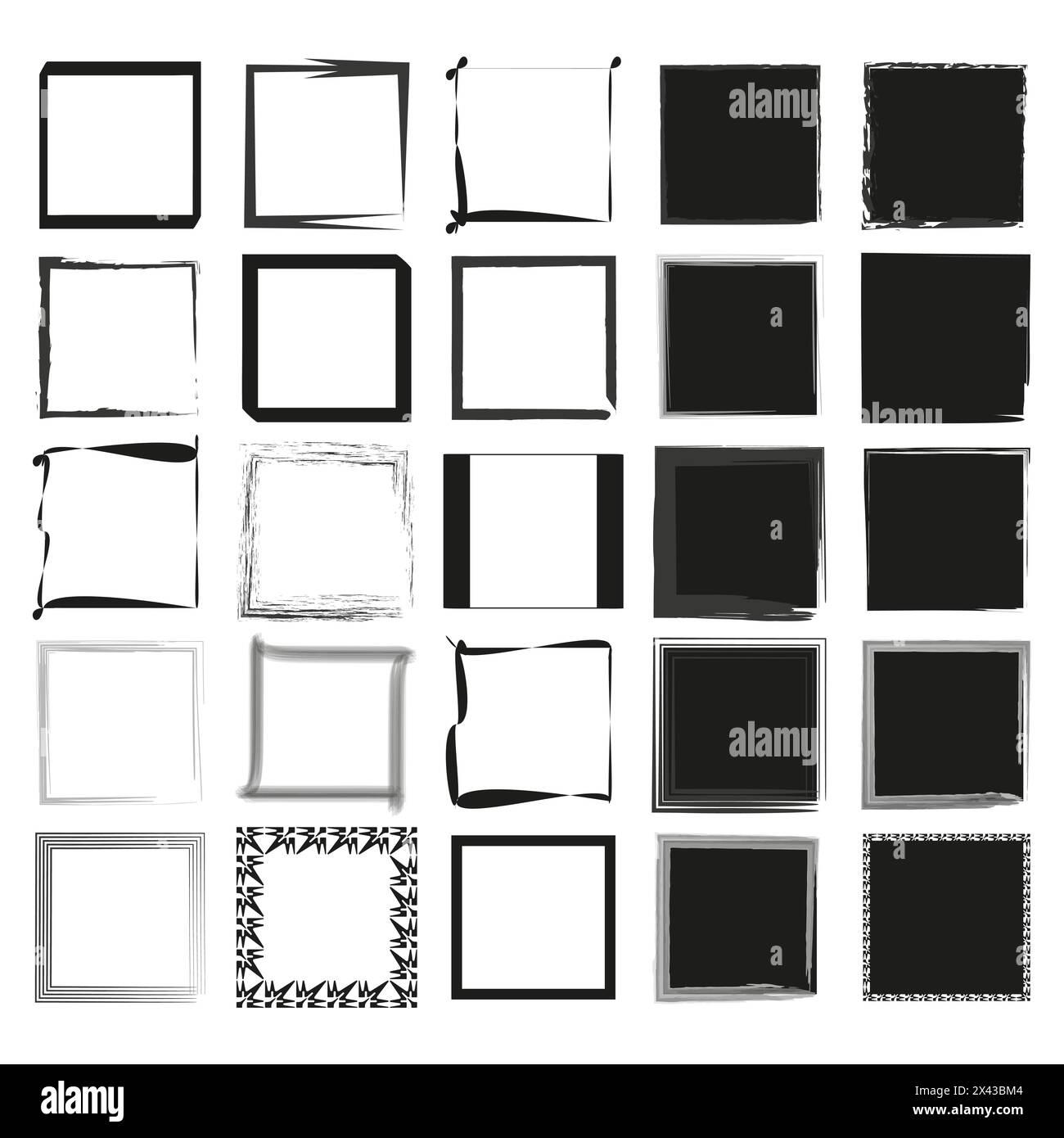 Square frames variety set. Classic and hand drawn borders. Design ...