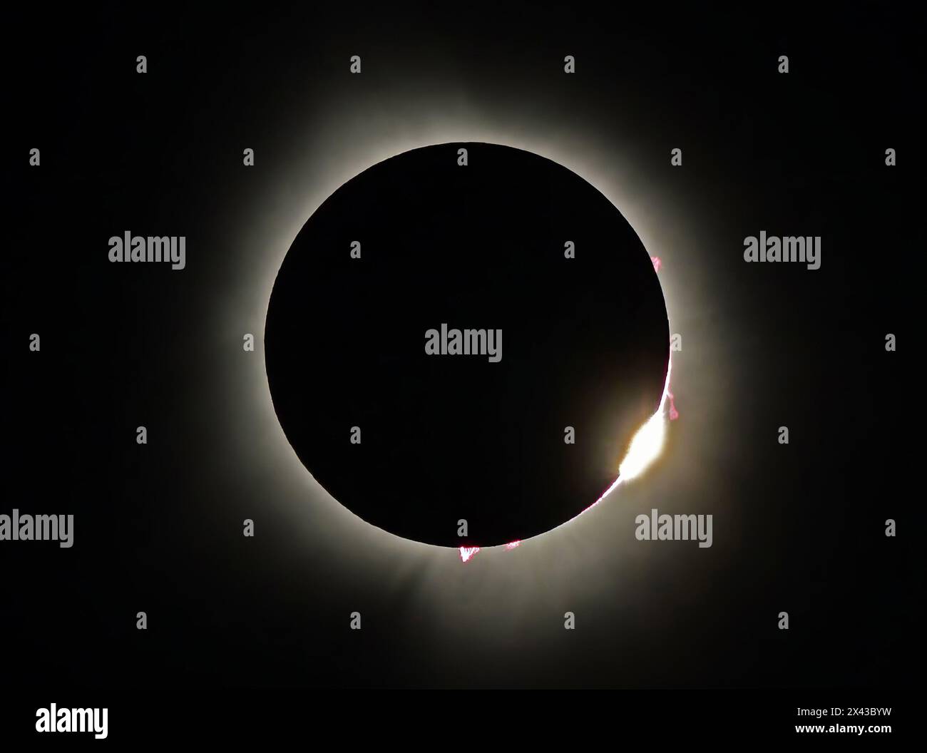 the diamond ring of the april 9, 2024, total solar eclipse as seen from ...
