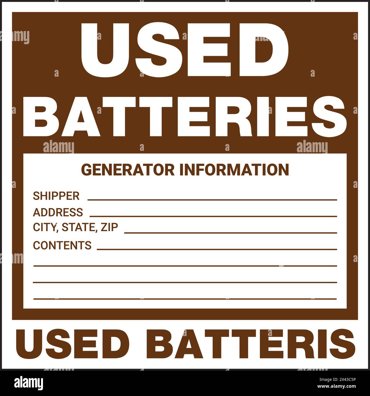Container Hazardous Standard Label Marking Used Batteries Stock Vector ...