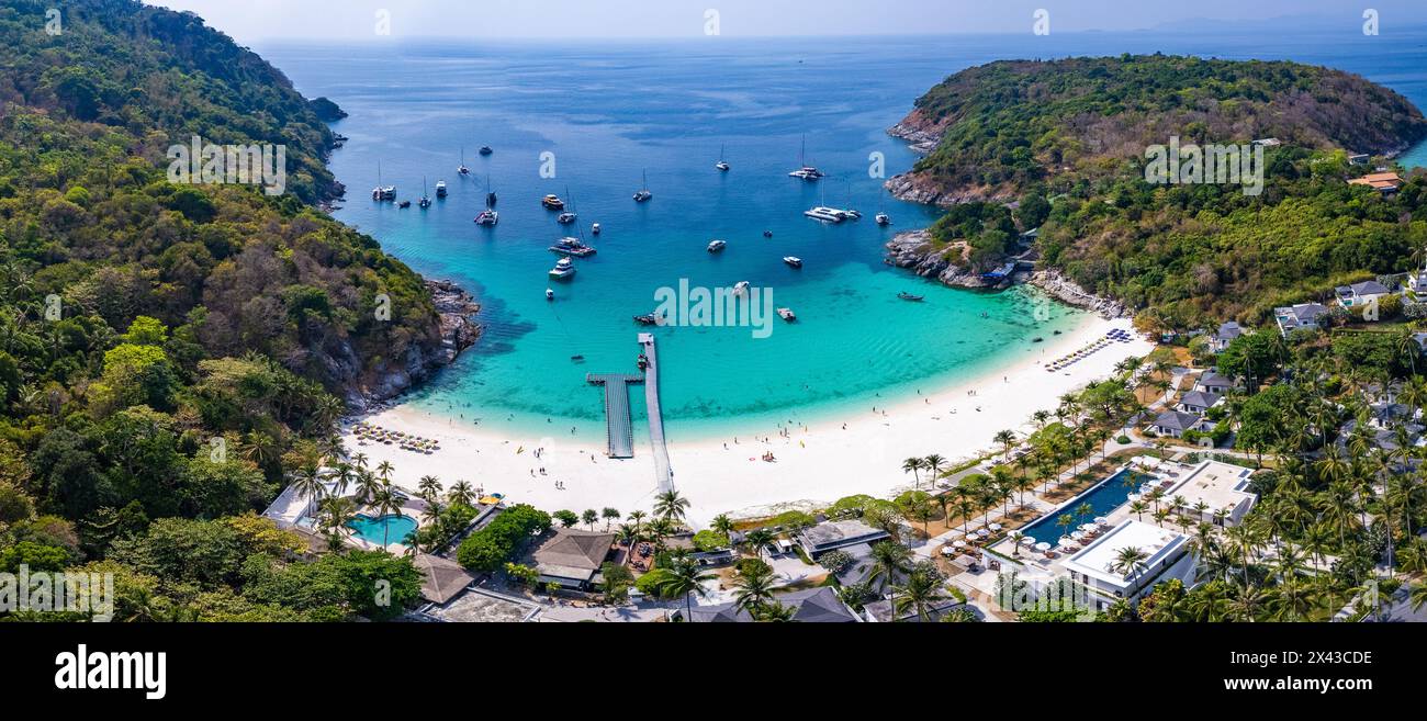 Aerial view of Siam bay in koh Racha Yai also known as Raya Island in ...
