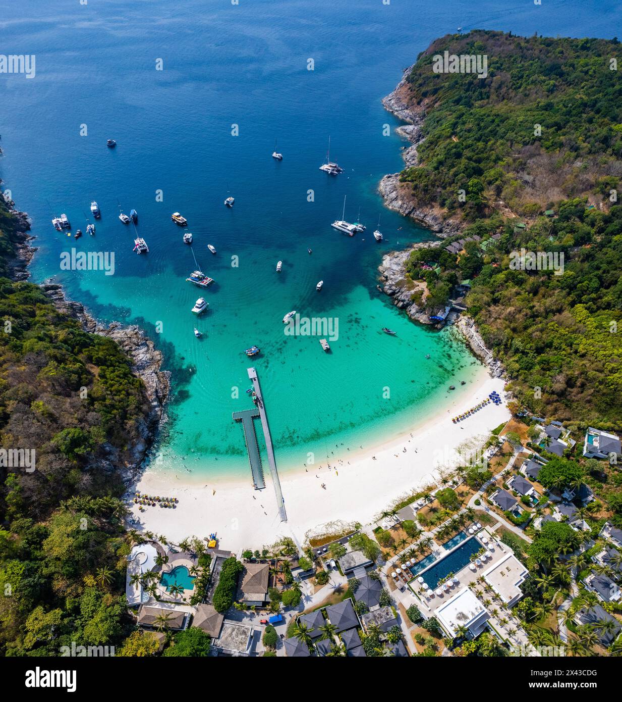 Aerial view of Siam bay in koh Racha Yai also known as Raya Island in ...
