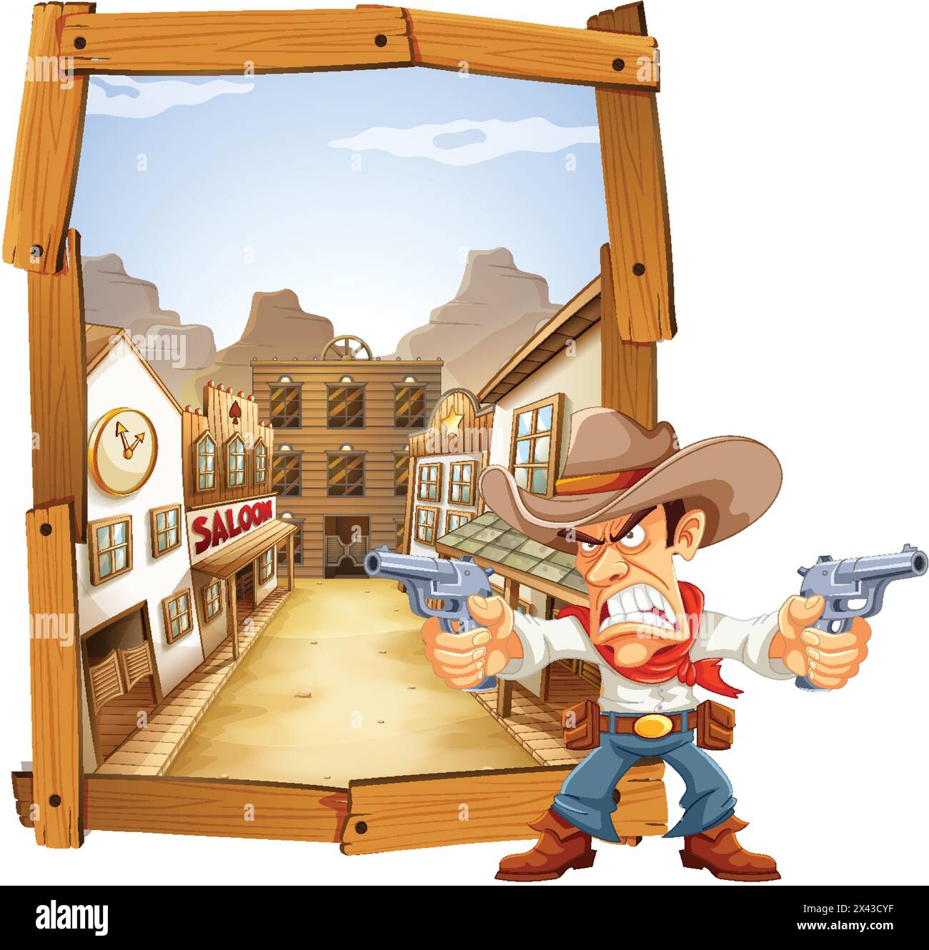 Western cowboy town cartoon hi-res stock photography and images - Alamy
