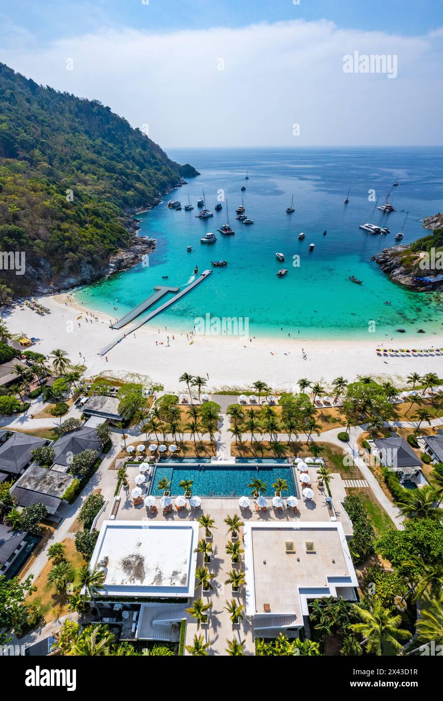 Aerial view of Siam bay in koh Racha Yai also known as Raya Island in ...