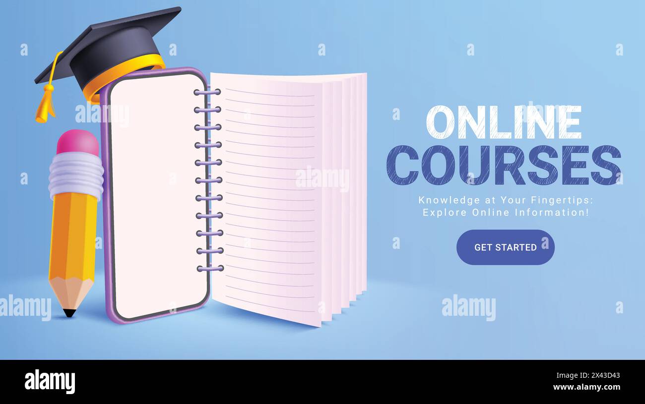 Online courses school vector design. Back to school online course ...