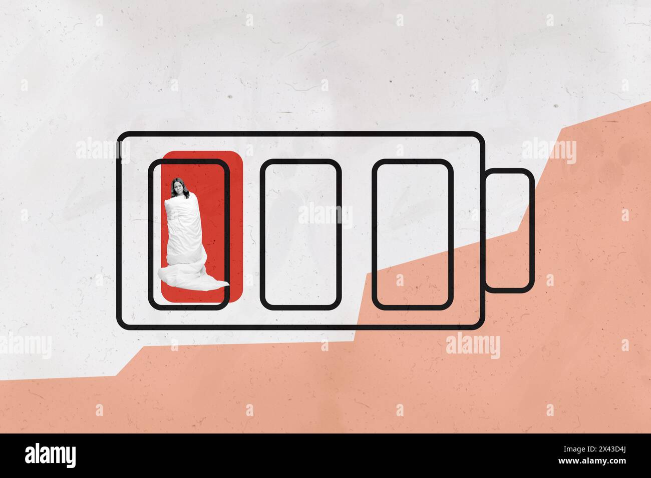 3D photo collage artwork sketch image of silhouette young sleepy ...