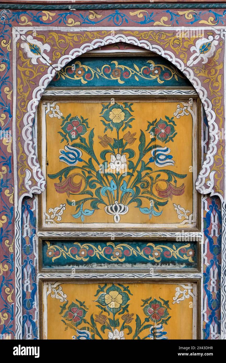 Fes, Morocco. Hand painted door panel in with floral design Stock Photo ...