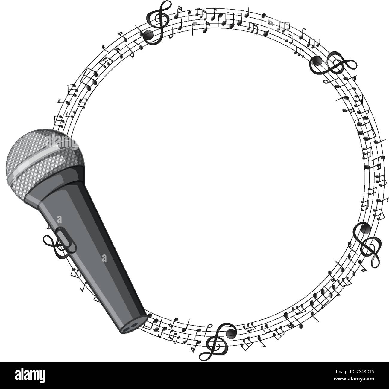 Microphone surrounded by a circle of musical notes Stock Vector Image ...