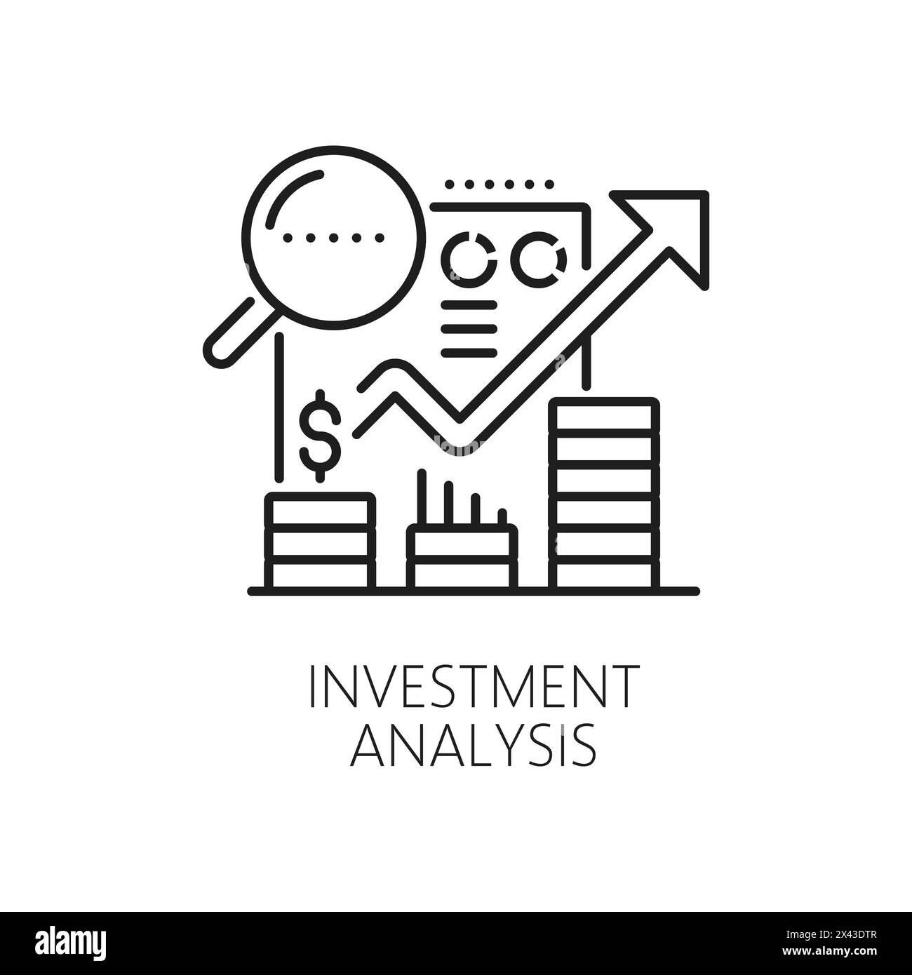 Investment analysis line icon, vector sign, features a simplified graph ...