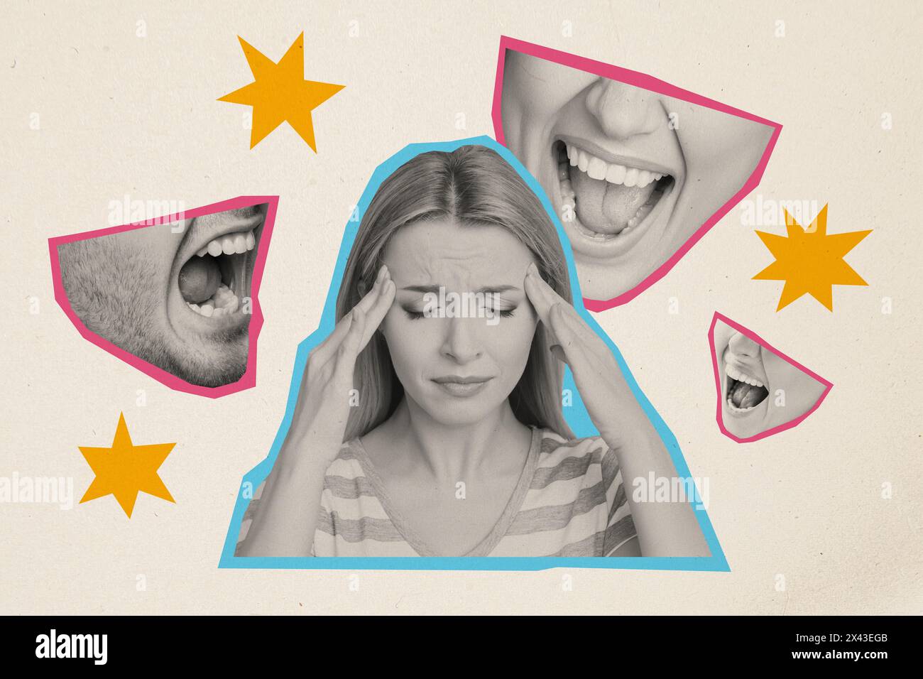 Trend artwork composite sketch image photo collage of bad mood migraine ...