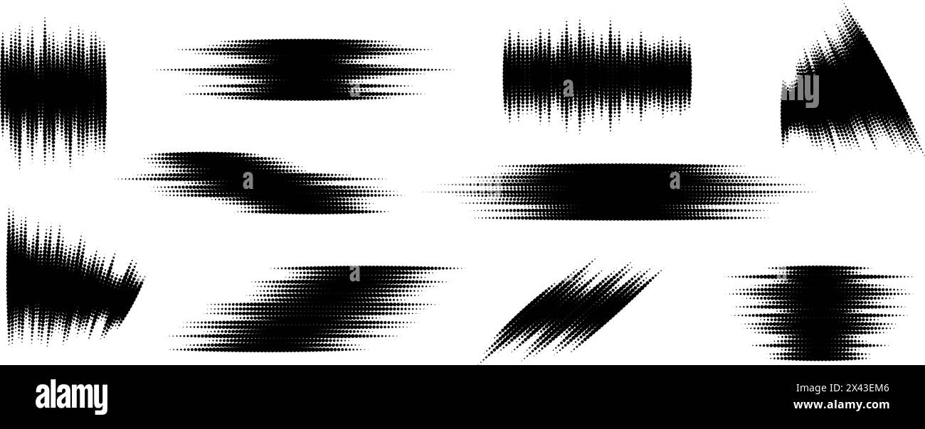 Halftone glitch element set. Dotted textured random form collection ...