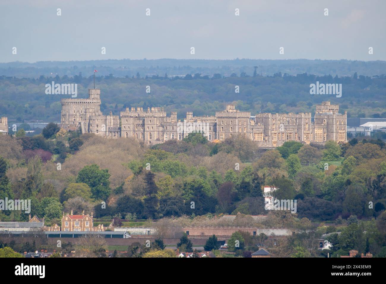 Englefield Green, UK. 29th April, 2024. Views of Windsor Castle from ...