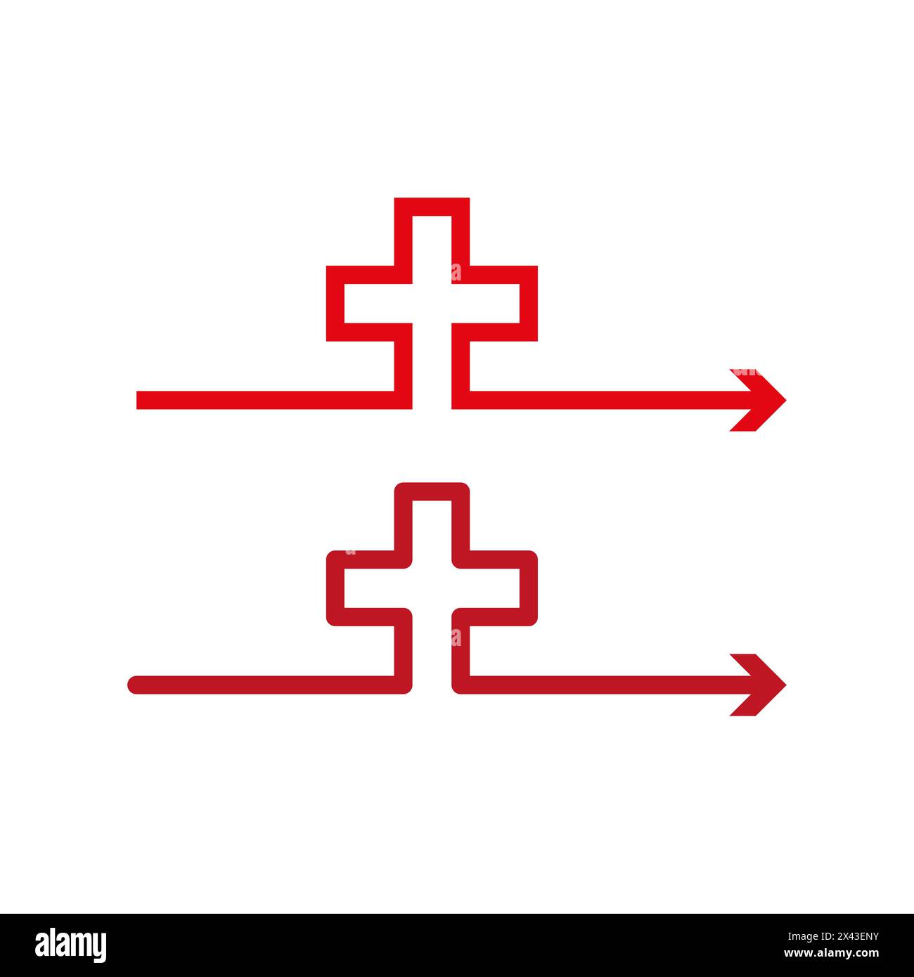 Christian Cross with Arrow. Religious Direction Symbol. Faith Pathway ...