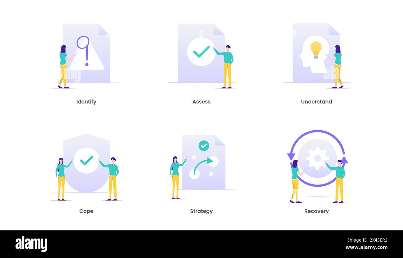 Crisis management vector icons illustration. Suitable for ui, ux, web ...