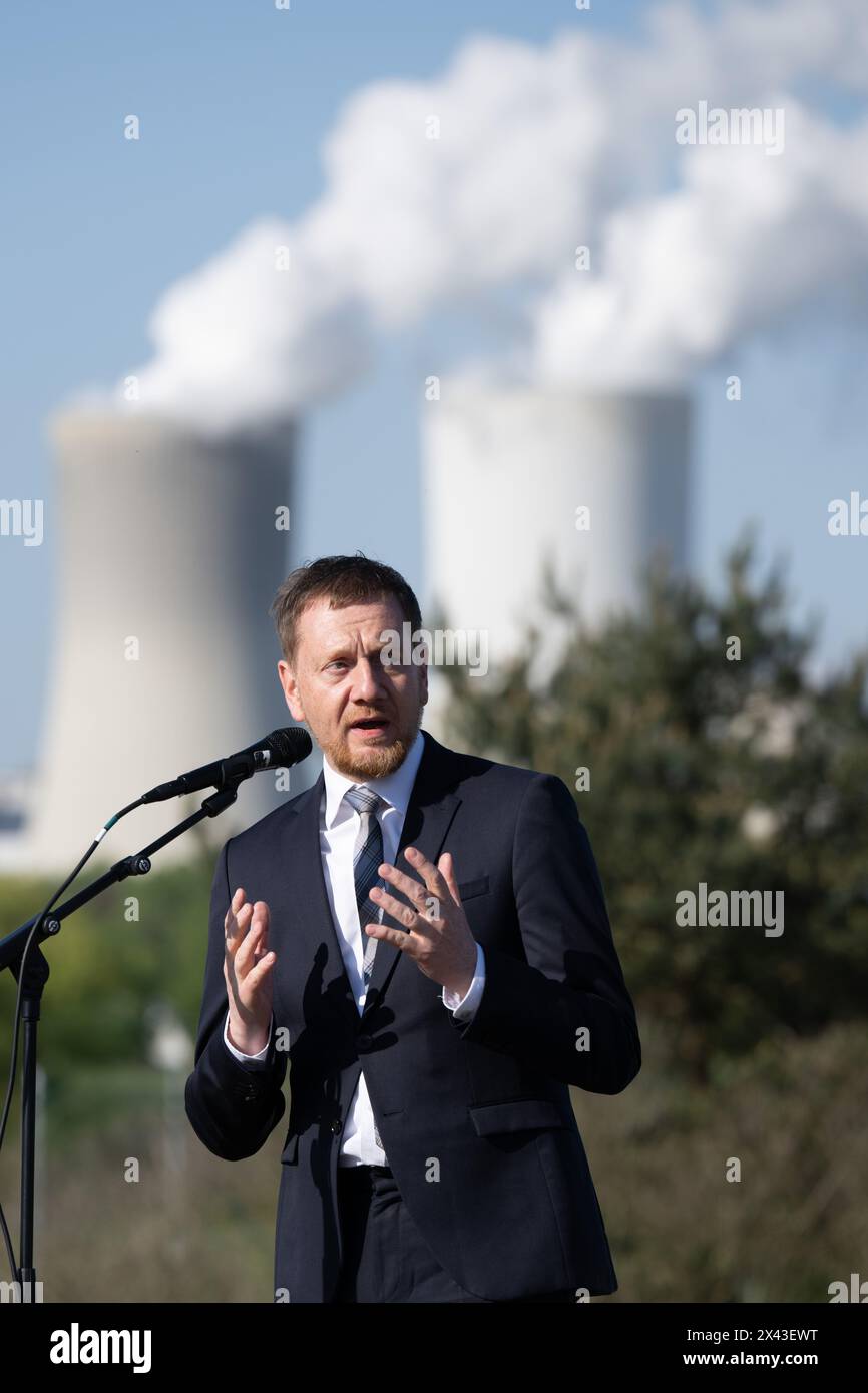 Boxberg, Germany. 30th Apr, 2024. Michael Kretschmer (CDU), Minister ...