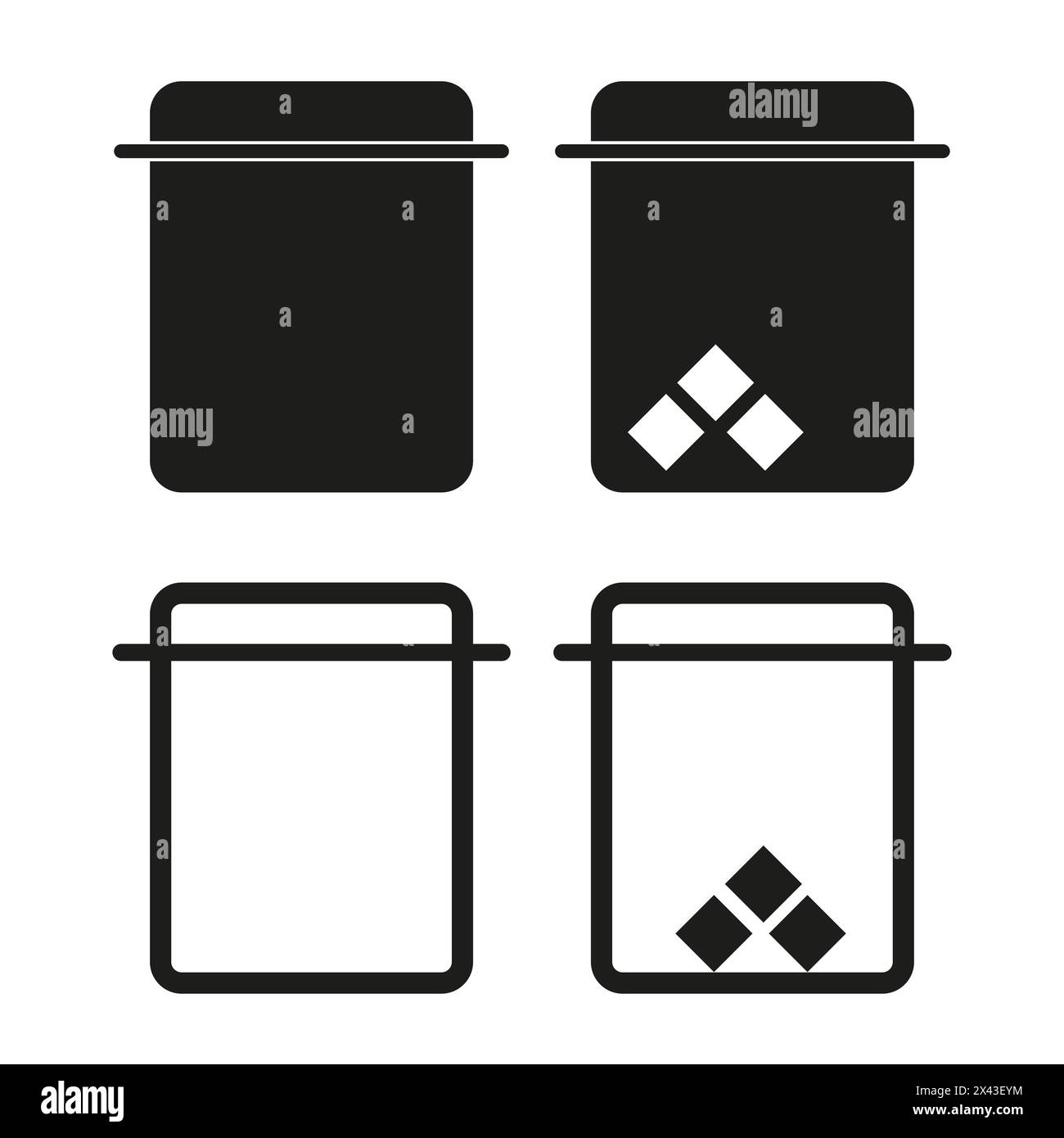 Trash bins Vector icons. Waste containers with and without recycle ...