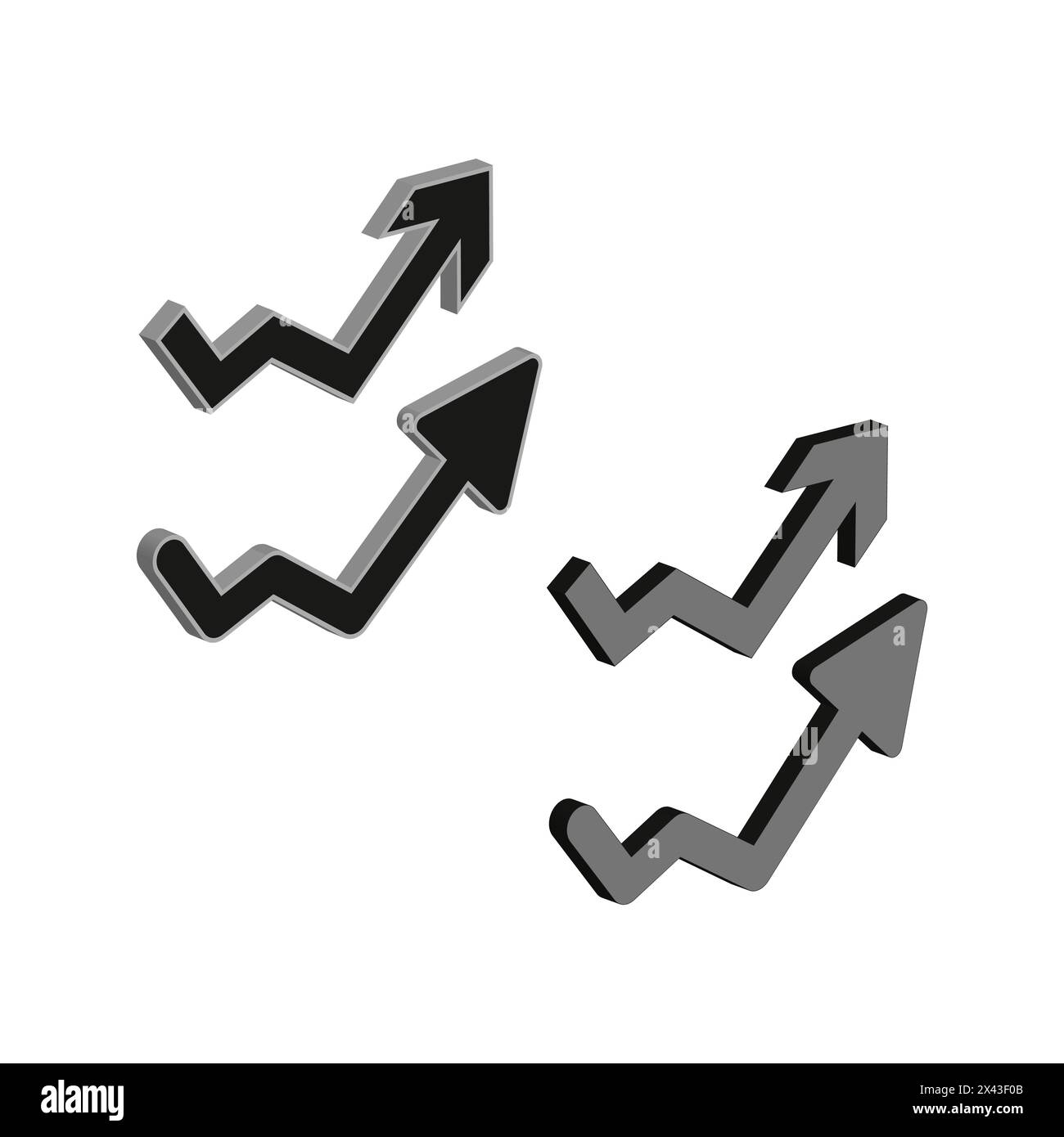 3D arrows pointing upwards. Vector growth indicators. Directional ...