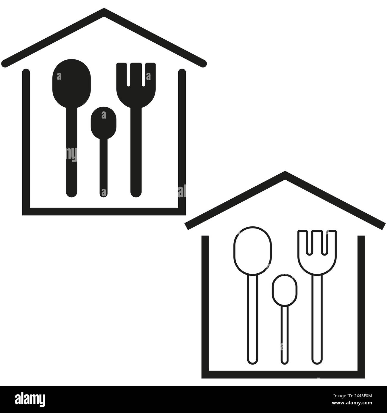 Iconic representation of cutlery and dining. Simplified kitchen or ...