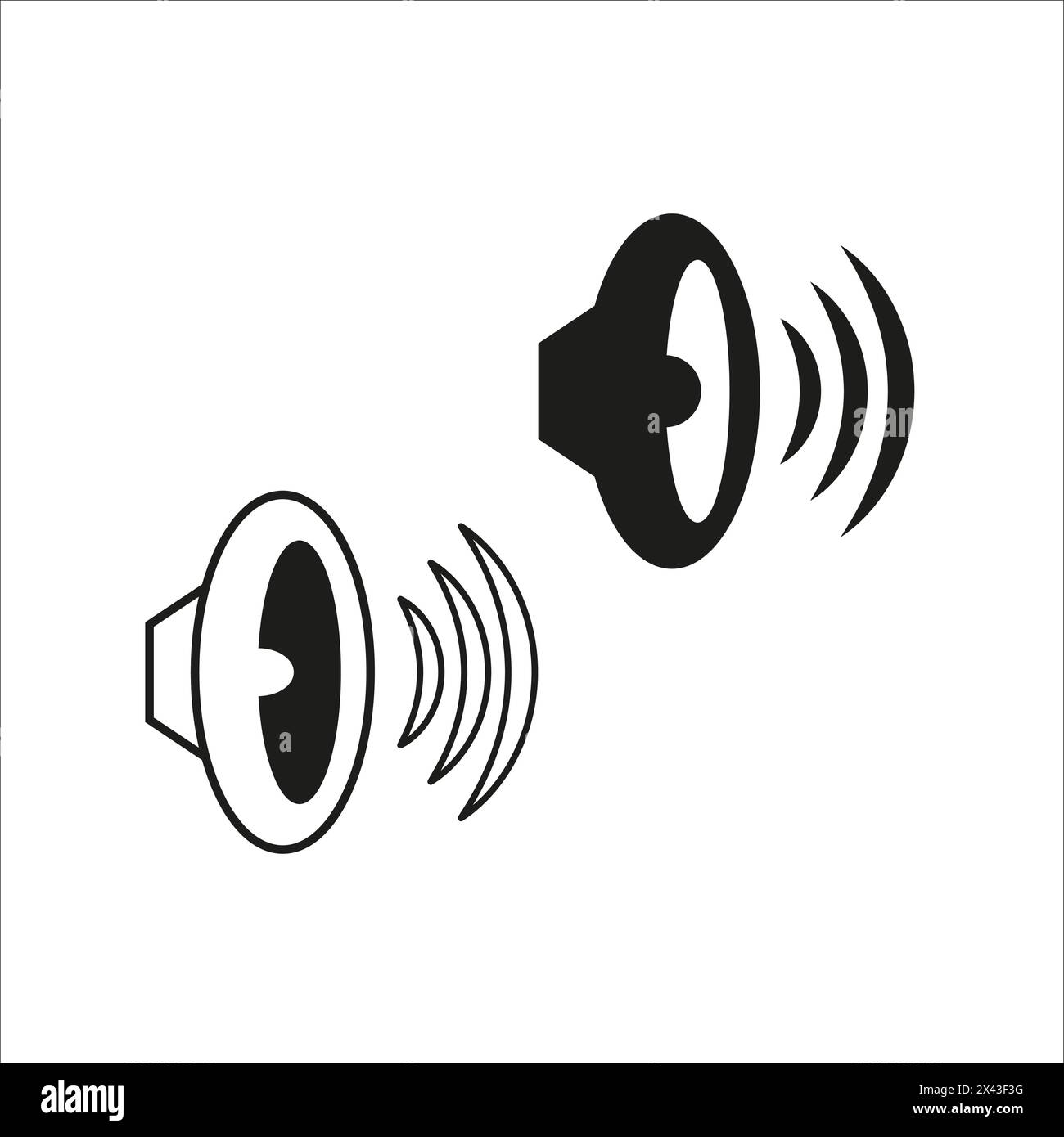 Loudspeakers sound waves. Audio announcement symbols Vector. Public ...