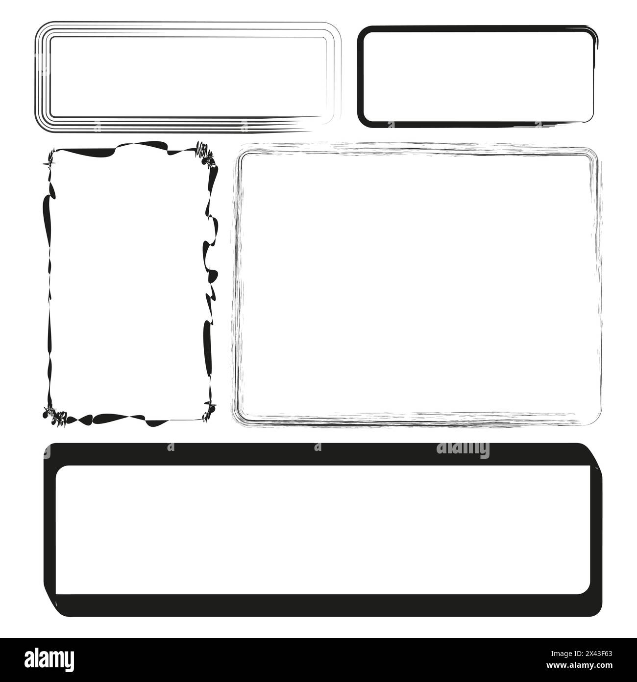 Rectangular Labels Vector Variety Monochrome Frames Set Different