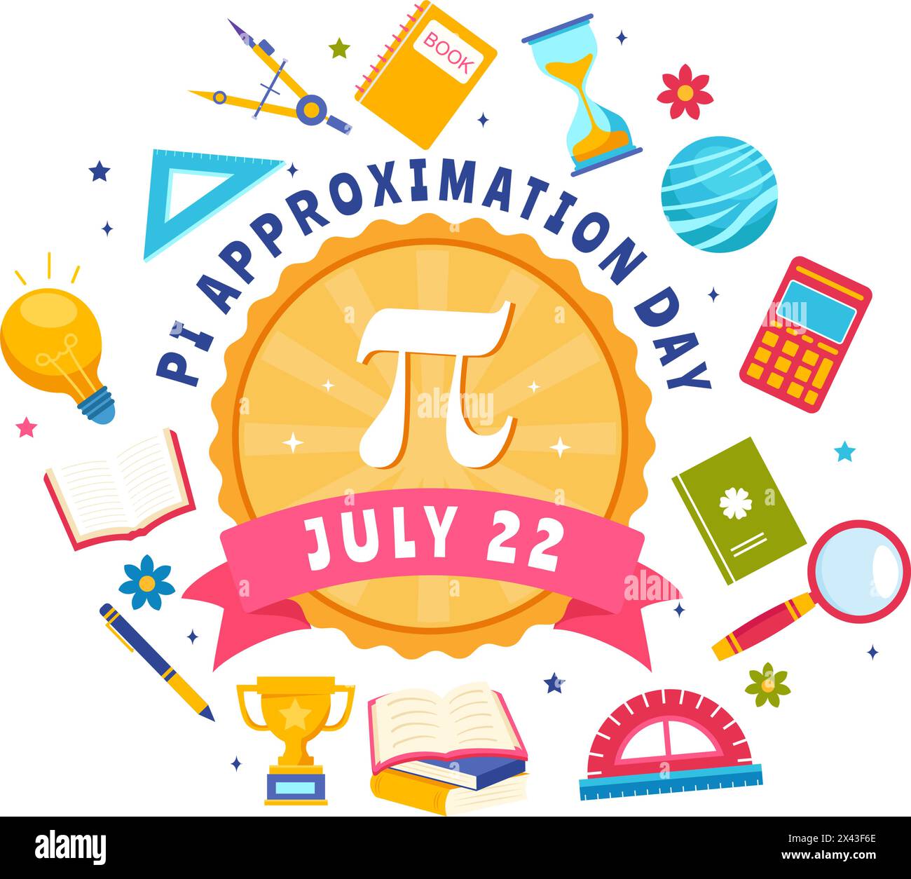 Pi Approximation Day Vector Illustration on July 22 with Mathematical ...