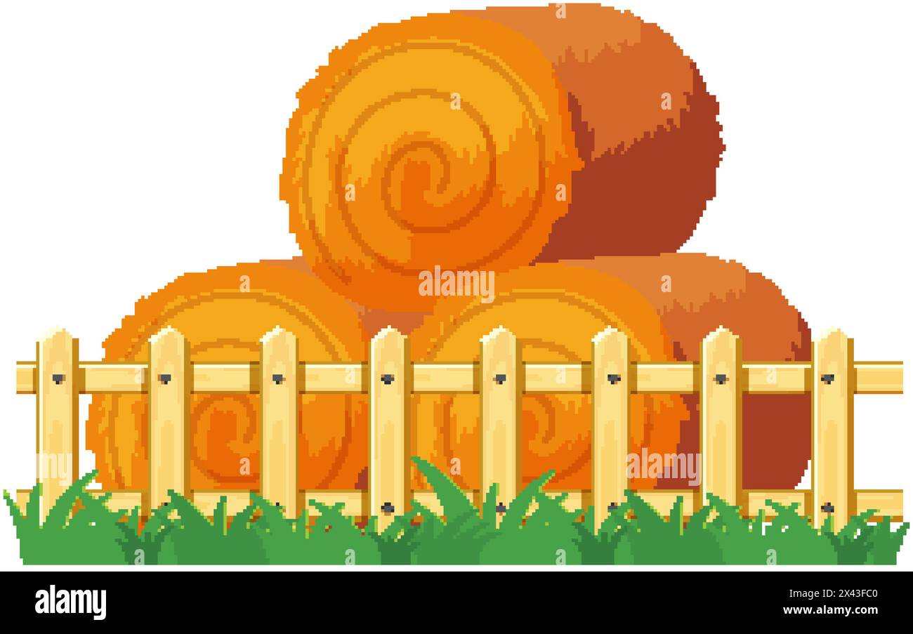 Vector illustration of hay bales and a fence Stock Vector Image & Art ...
