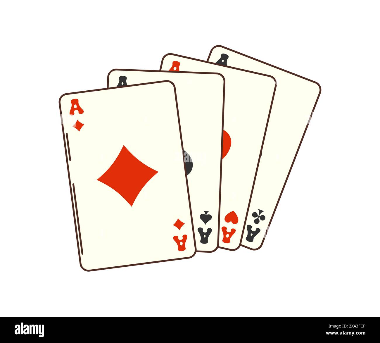 Four aces in deck of cards retro groovy elements and symbols. Isolated ...