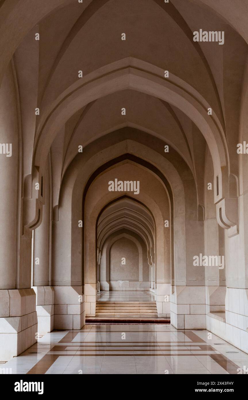 An arched walkway in Sultan Qaboos's palace, Al -Alam Palace, Muscat ...