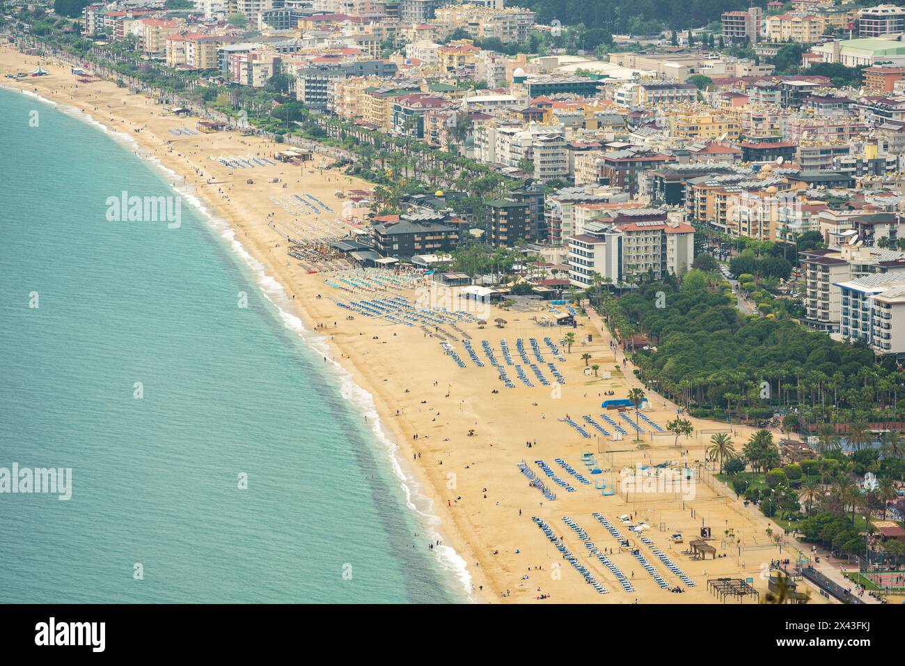View of Cleopatra beach in Alanya, one of the touristic districts of ...