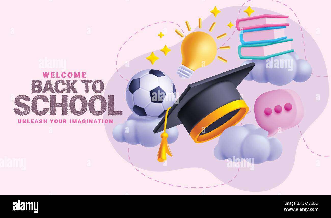 Back to school vector banner design. Welcome back to school text ...
