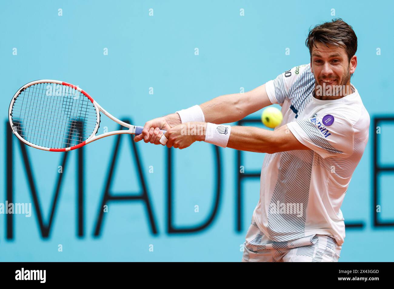Cameron Norrie of Great Britain in action against Casper Ruud of Norway during the Mutua Madrid ...