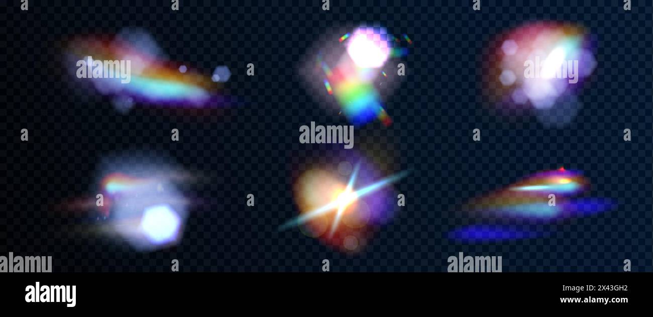 Rainbow diamond flare light elements with overlay effect. Realistic ...