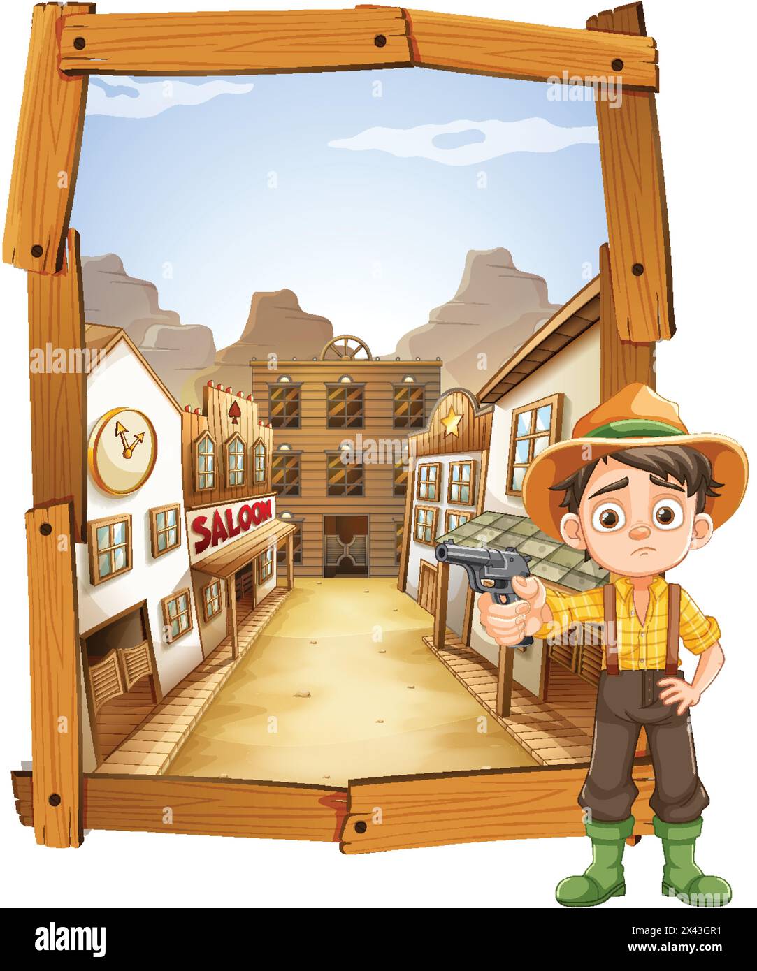 Western cowboy town cartoon hi-res stock photography and images - Alamy