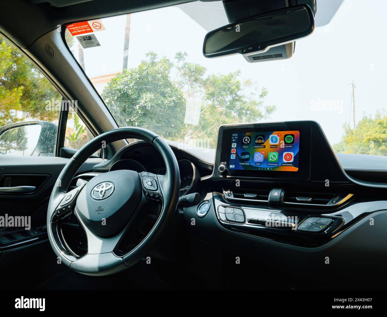 Mallorca, Spain - Jun 29, 2023: A modern electric Toyota vehicle ...