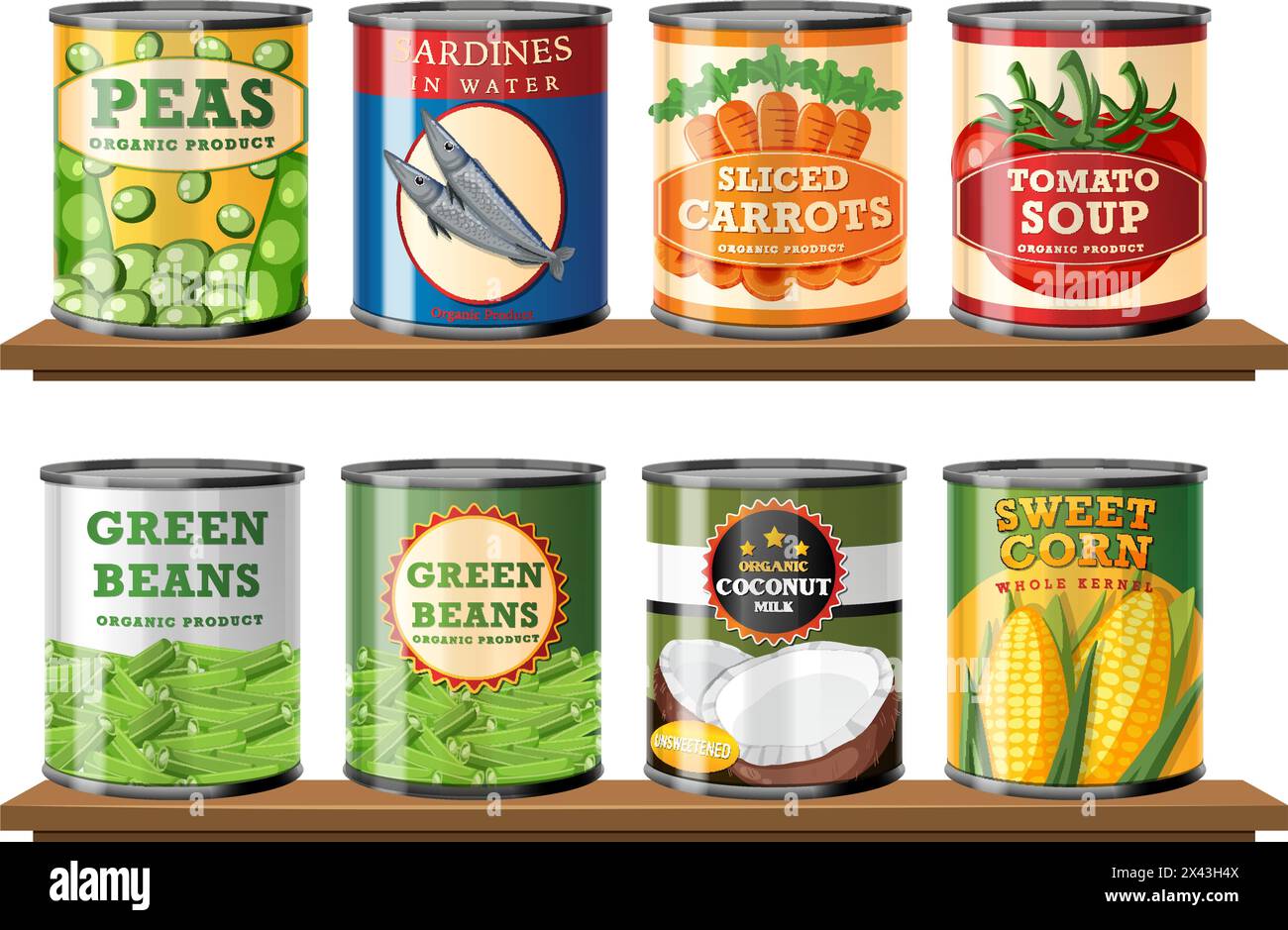 Canned vegetables carrots peas Stock Vector Images - Alamy