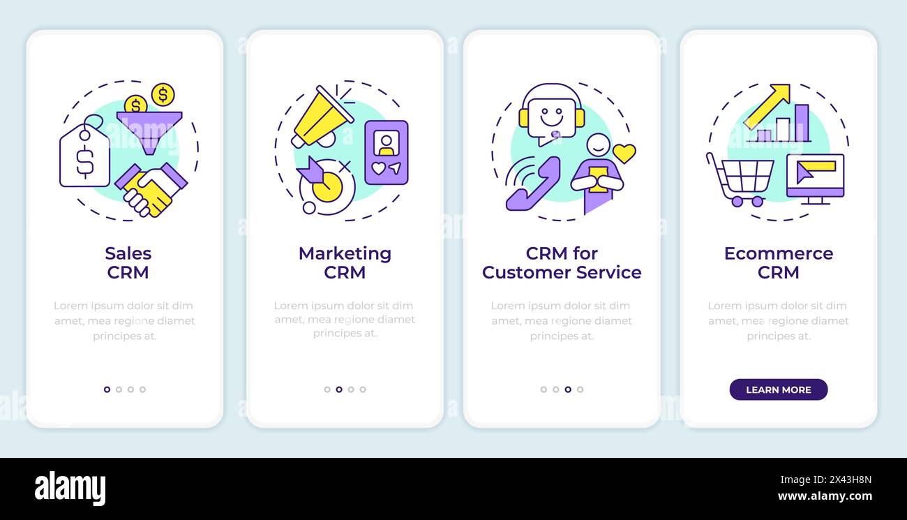 CRM types onboarding mobile app screen Stock Vector Image & Art - Alamy