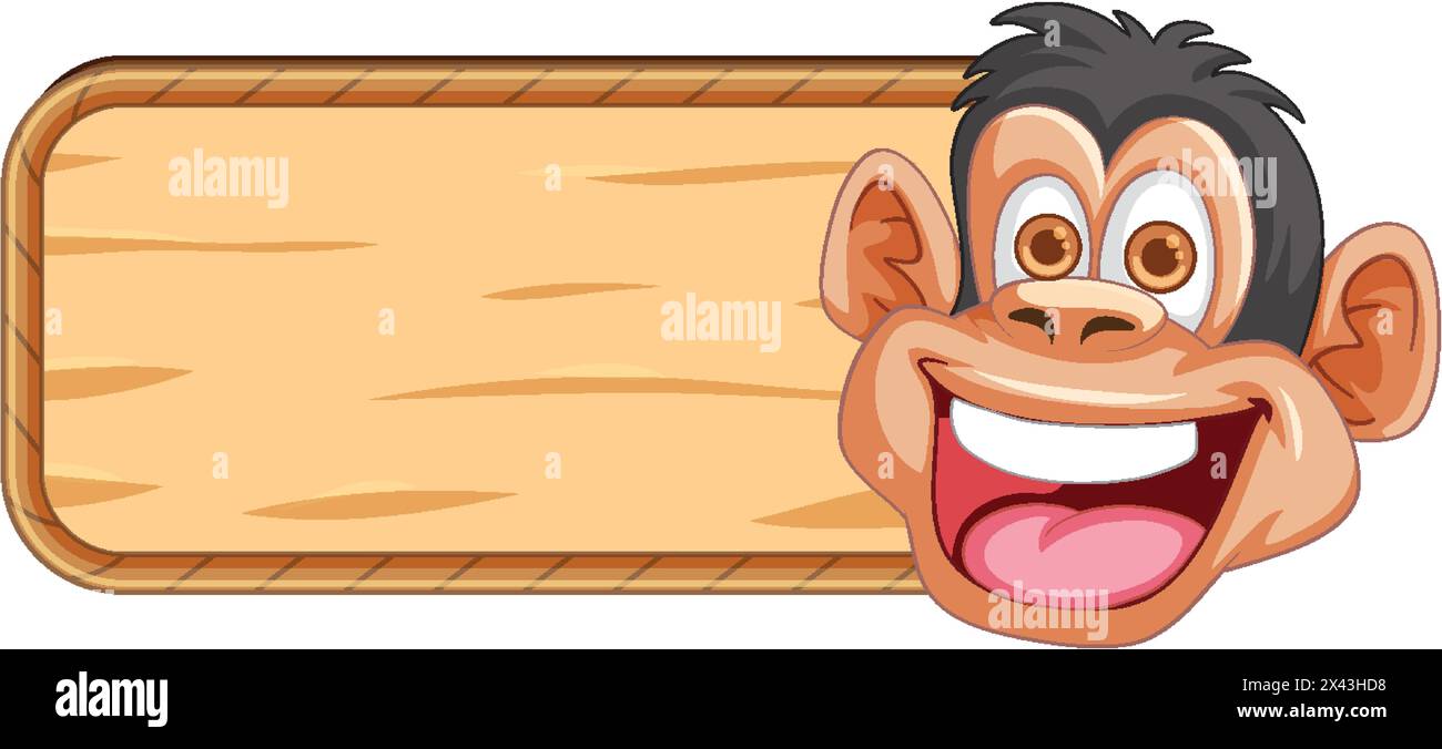 Vector illustration of a happy monkey with sign Stock Vector Image ...
