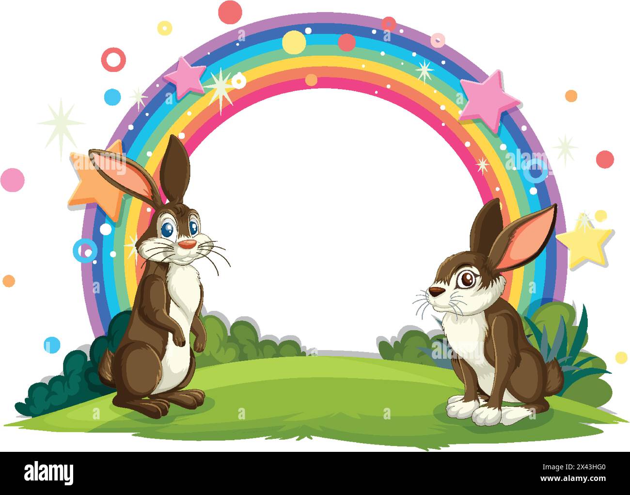 Two cute rabbits under a colorful rainbow Stock Vector Image & Art - Alamy