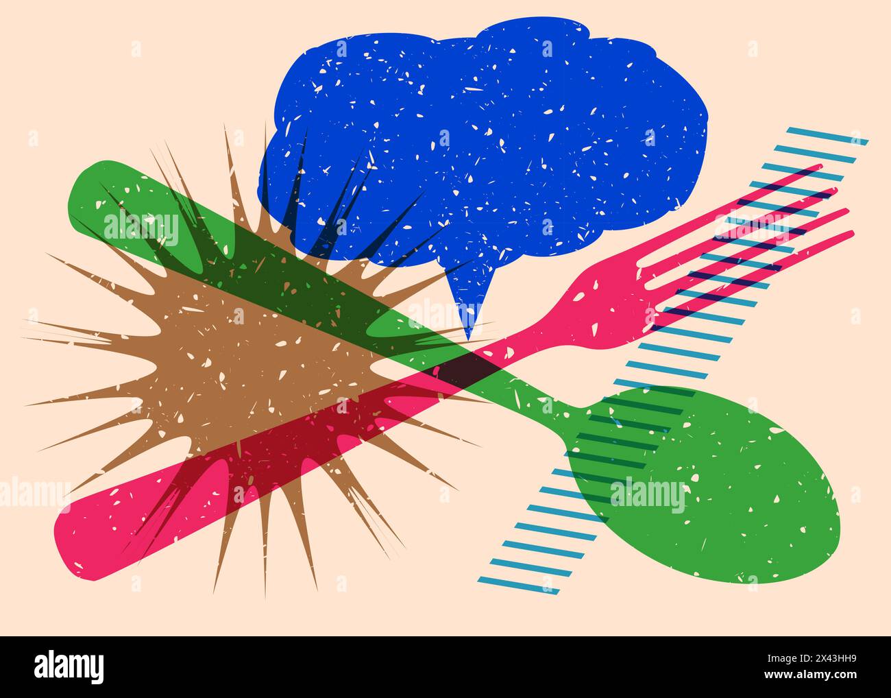 Risograph spoon speech bubble hi-res stock photography and images - Alamy