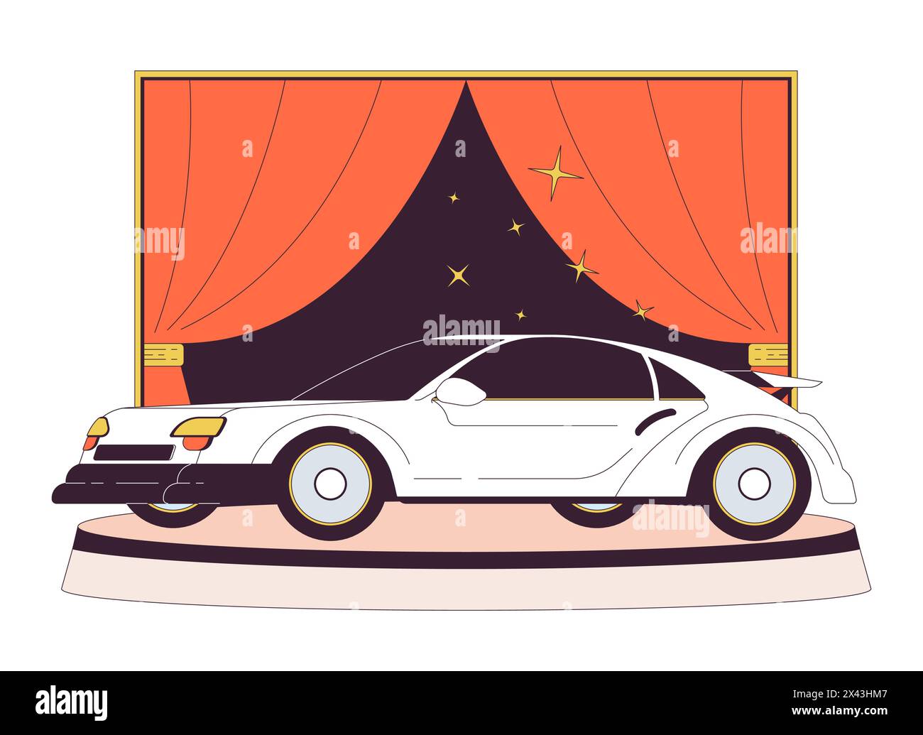 Luxury car showroom 2D linear cartoon object Stock Vector Image & Art ...