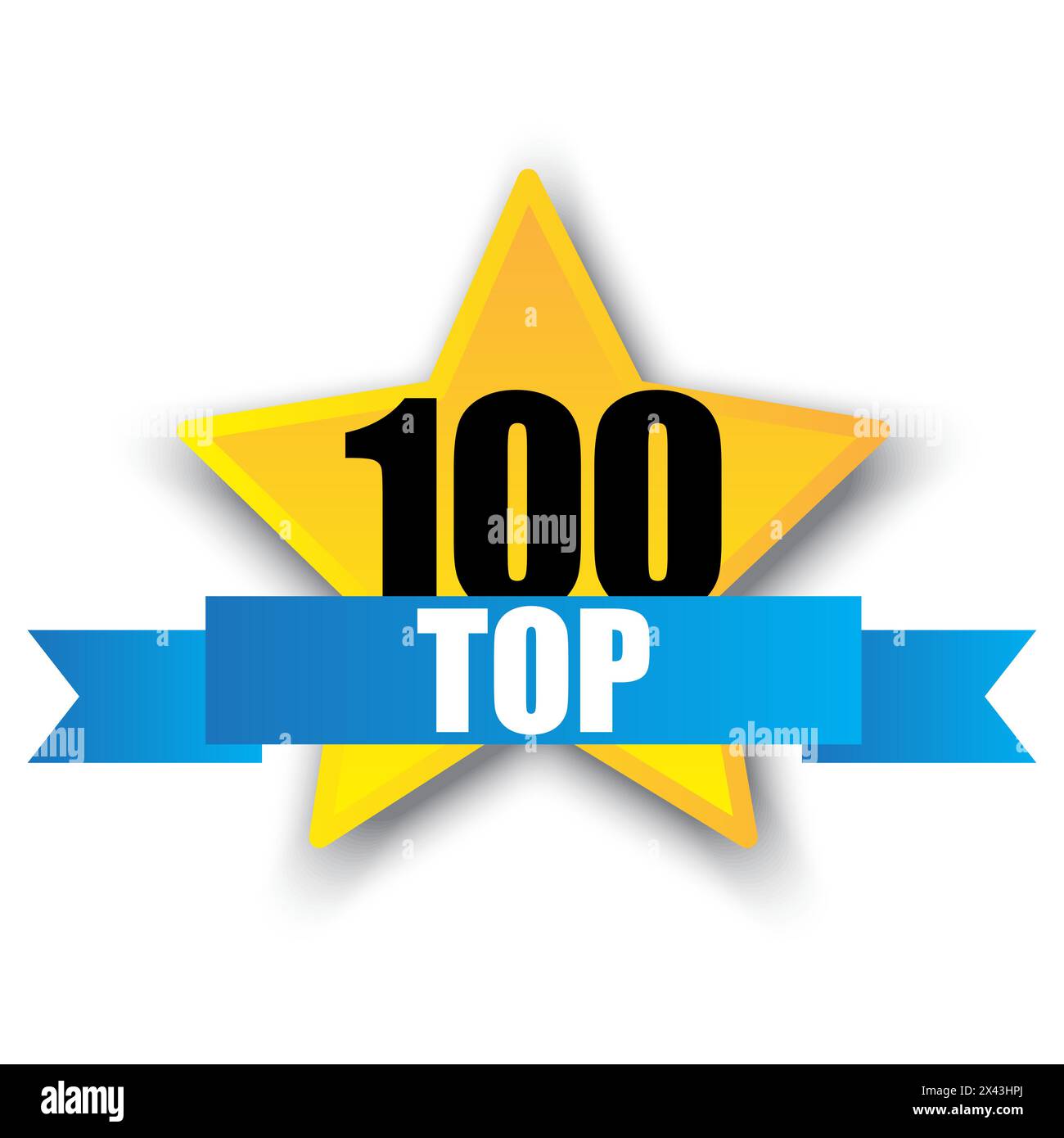 Top 100 award badge. Vector star with ribbon. Achievement rating symbol ...
