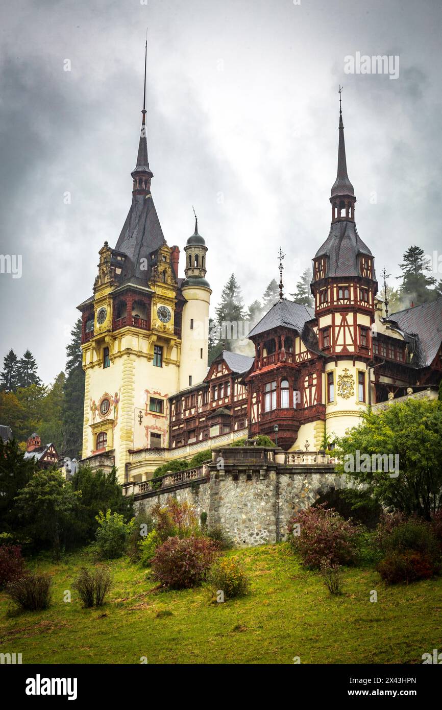 Romania, Carpathian Mountains, Prahova County, Sinaia. Peles Castle ...