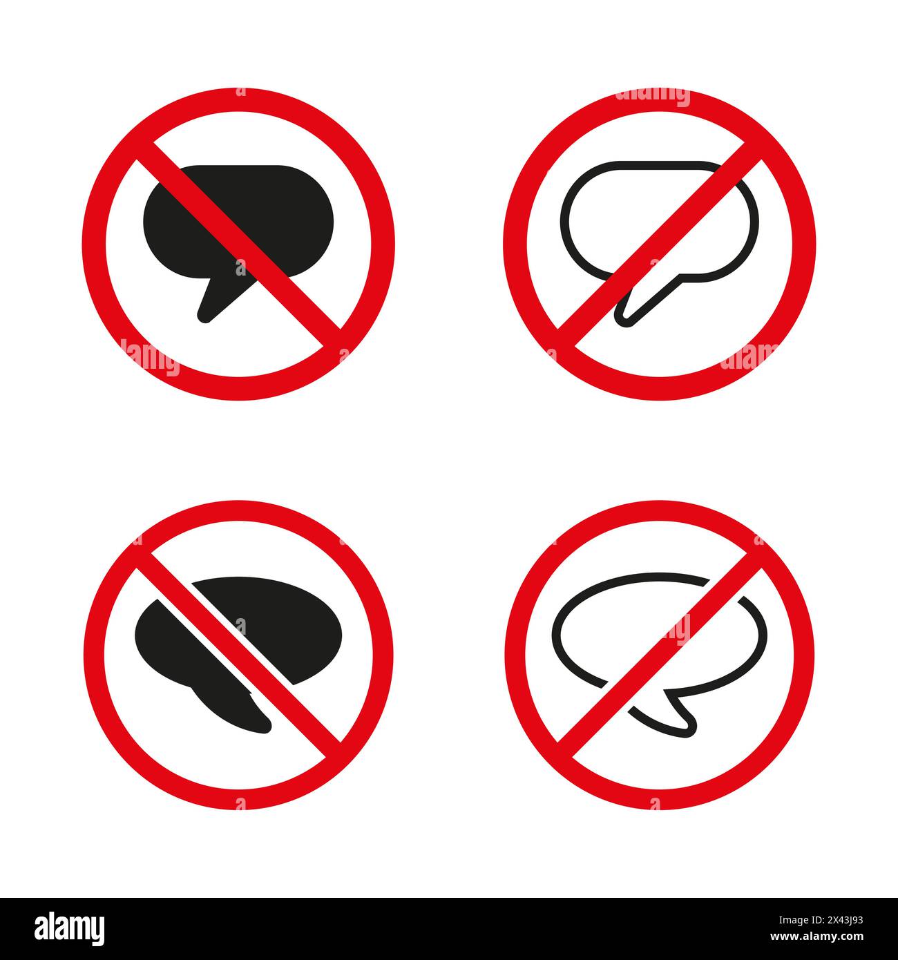 Silenced speech Vector icons. No talking signs set. Communication ...