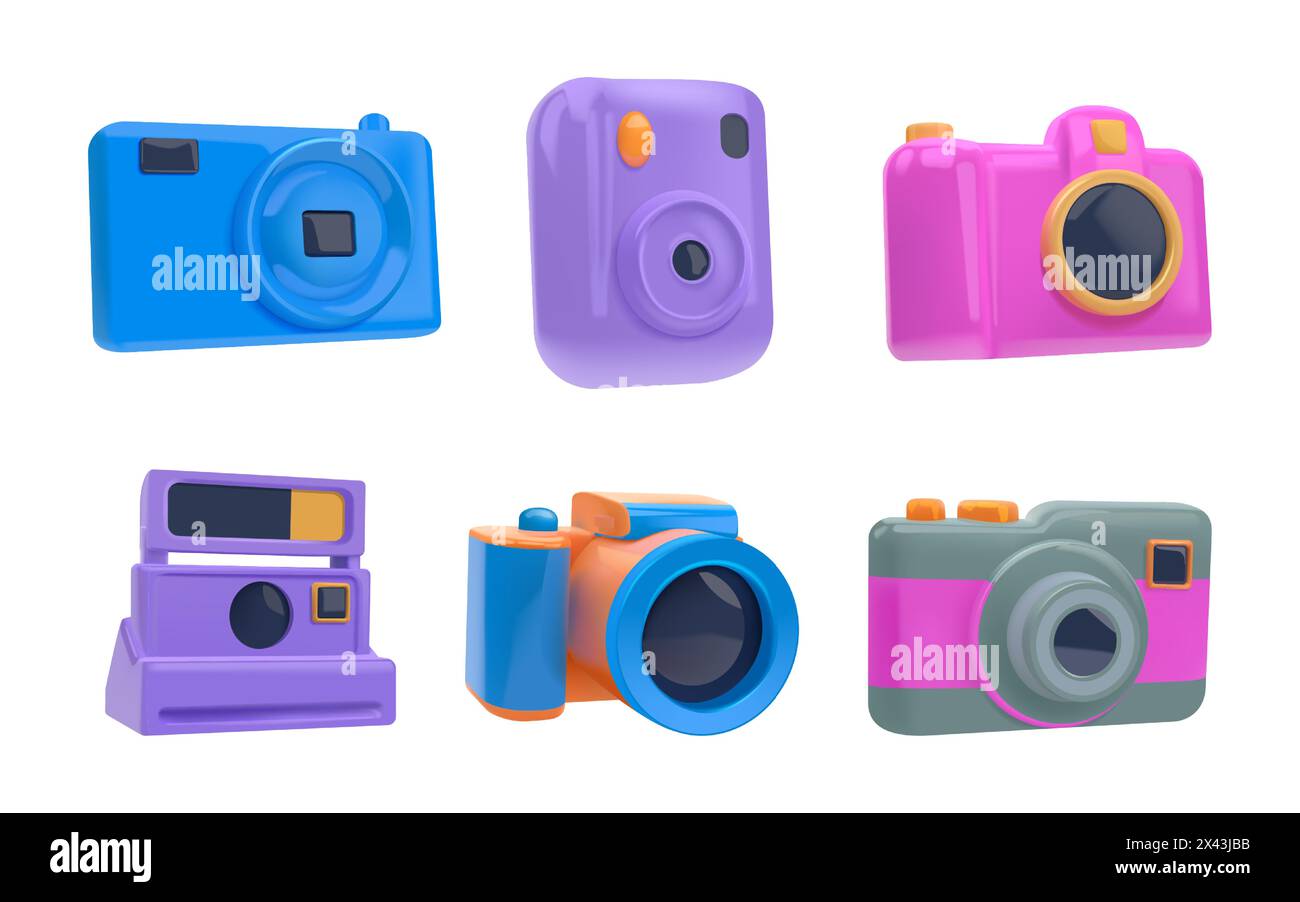 3D photo camera. Photograph creative focus. Vintage picture equipment ...