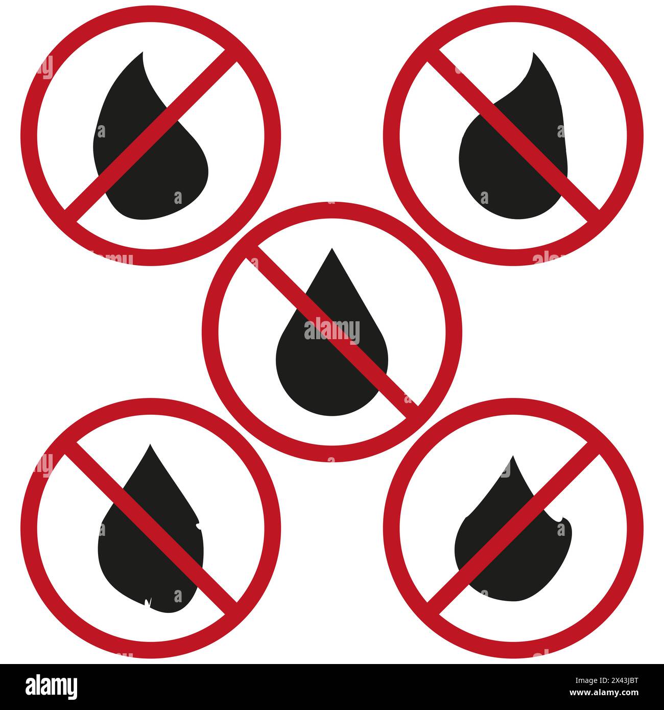 Vector no water drops set. Moisture forbidden symbol collection. Anti ...