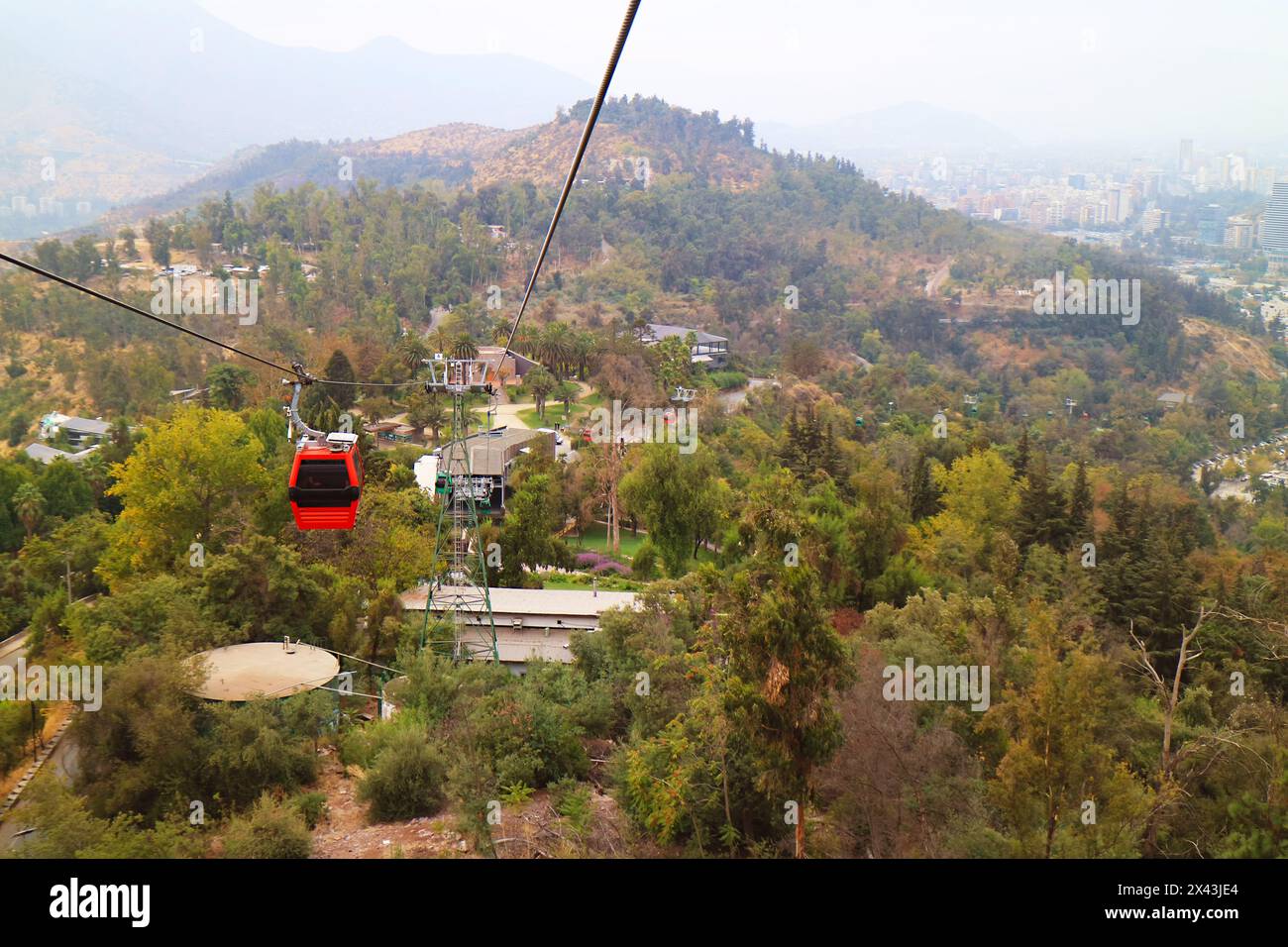 Funicular Riding up to the Hilltop of Cerro San Cristobal with Santiago ...