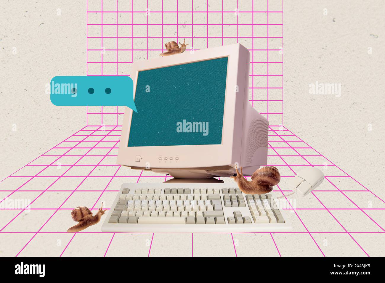 Composite photo collage of old computer monitor office tool equipment ...