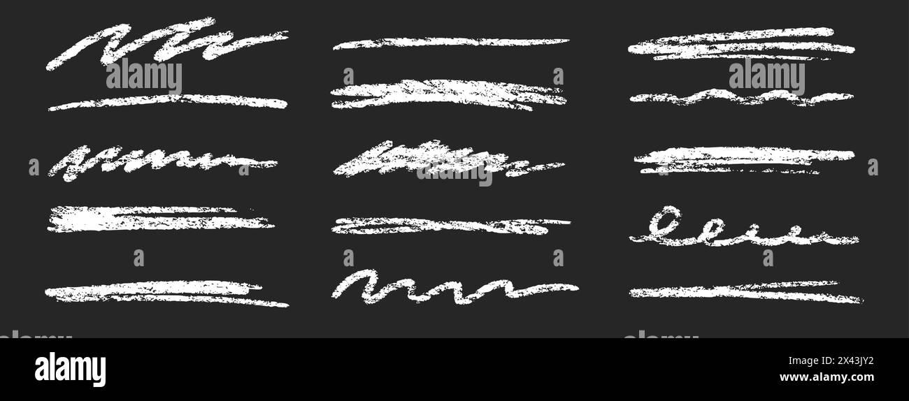 Crayon brush stroke underline. Chalk pen highlight stroke. Vector hand ...