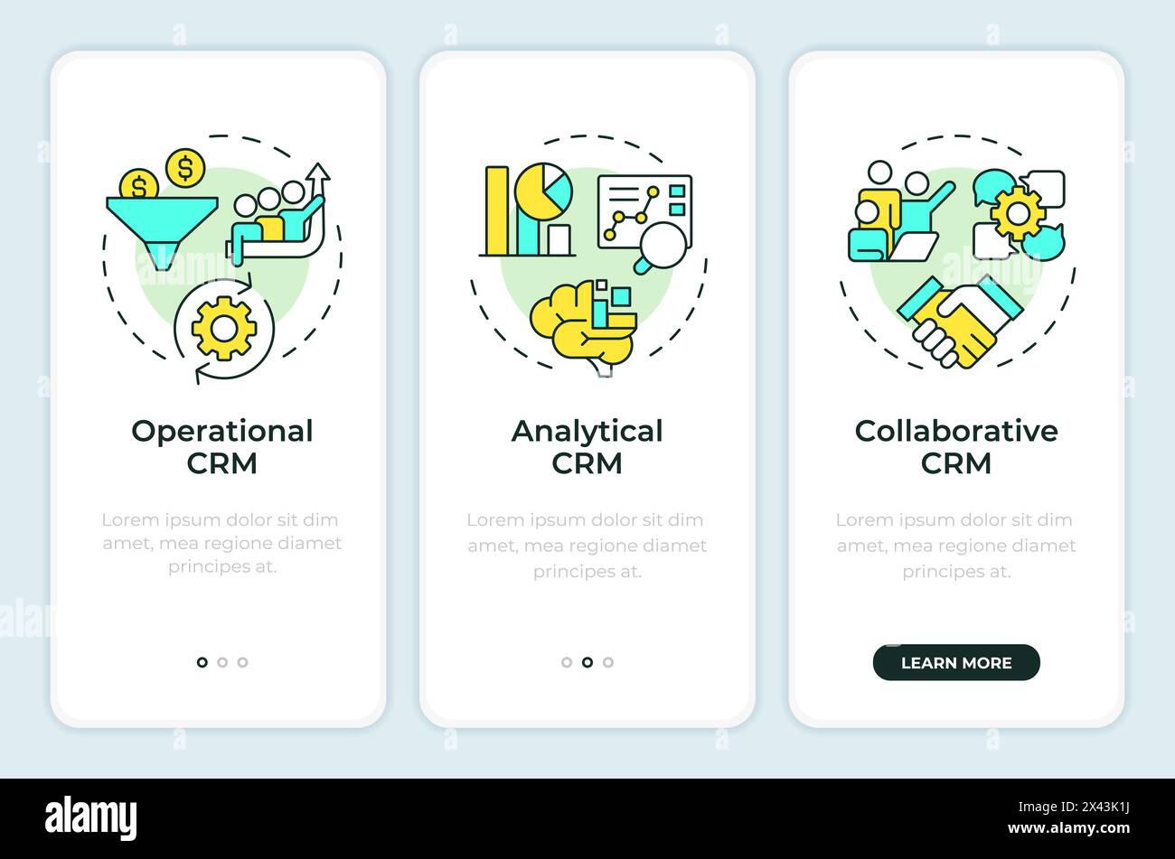CRM tool types onboarding mobile app screen Stock Vector Image & Art - Alamy